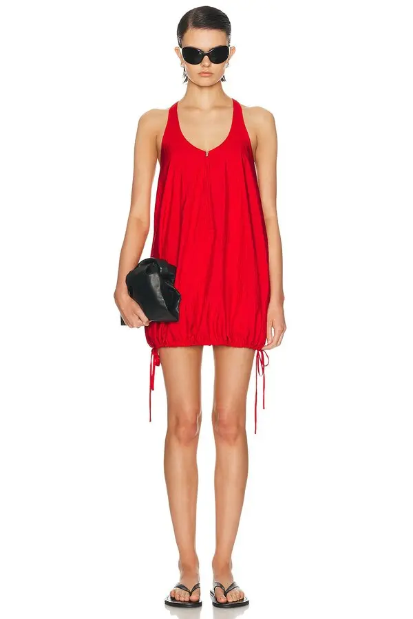 Brandon Maxwell Quinnley Scoop Neck Mini Dress