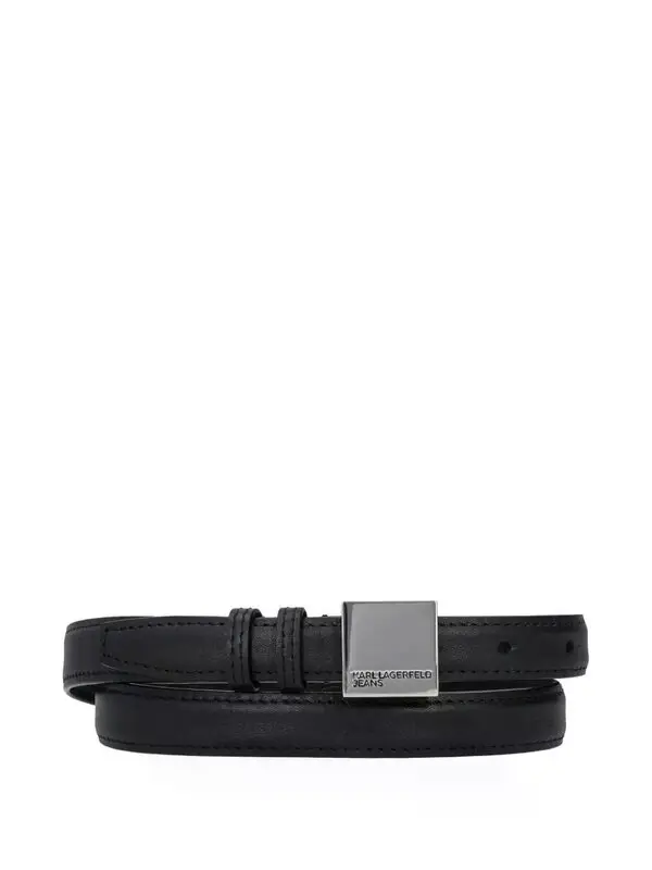 Karl Lagerfeld Logo-engraved Square Buckle Belt - Black