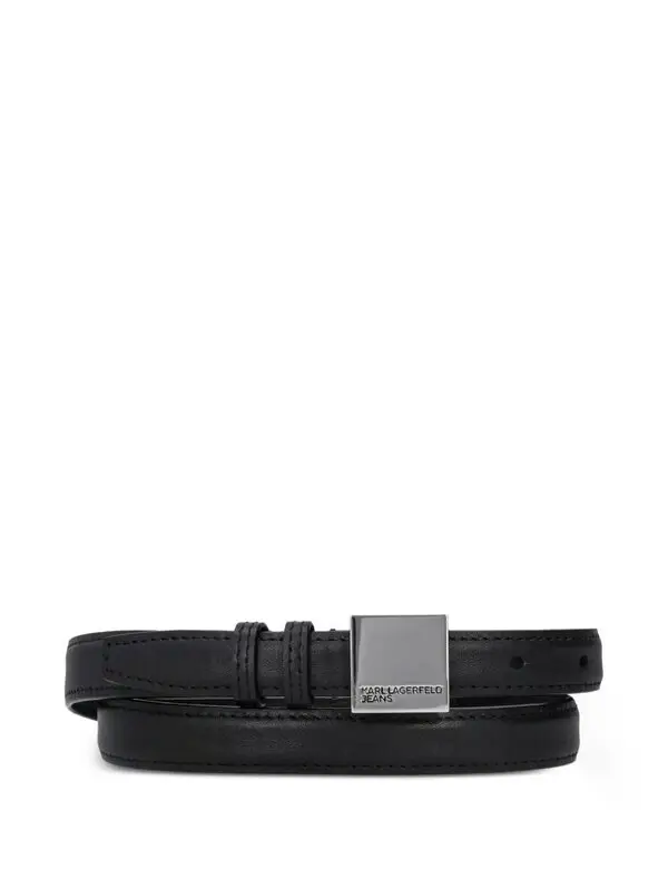 Karl Lagerfeld Logo-engraved Square Buckle Belt - Black