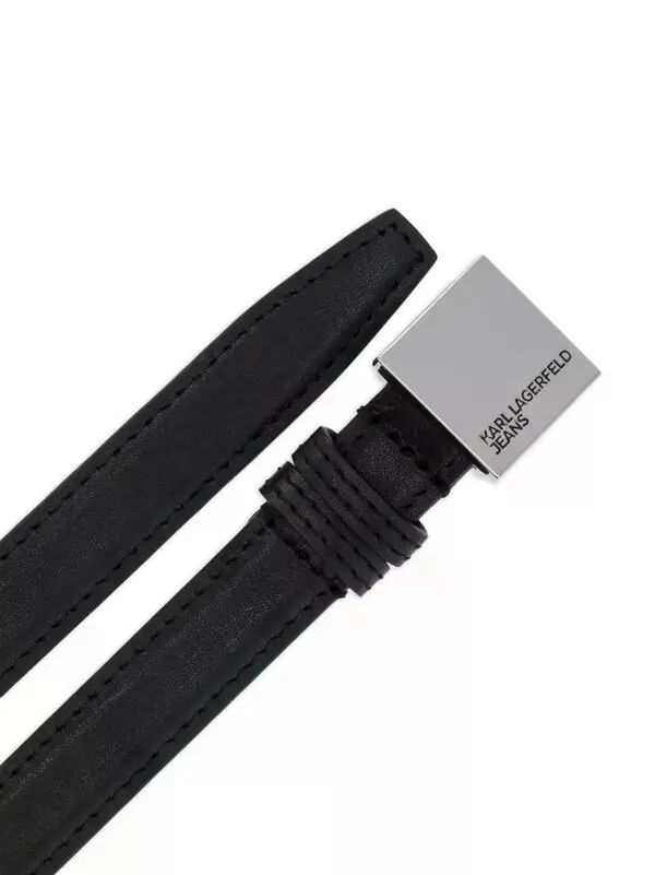 Karl Lagerfeld Logo-engraved Square Buckle Belt - Black