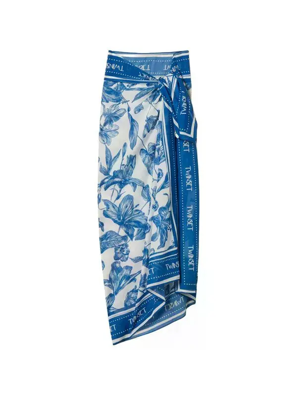TWINSET Floral-print Sarong - White
