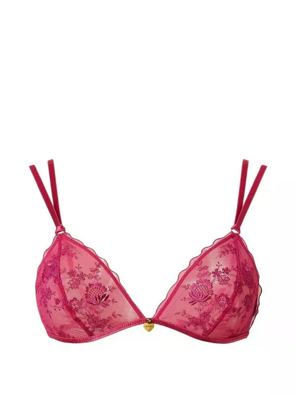 TWINSET Floral Tulle Triangle Bra - Pink