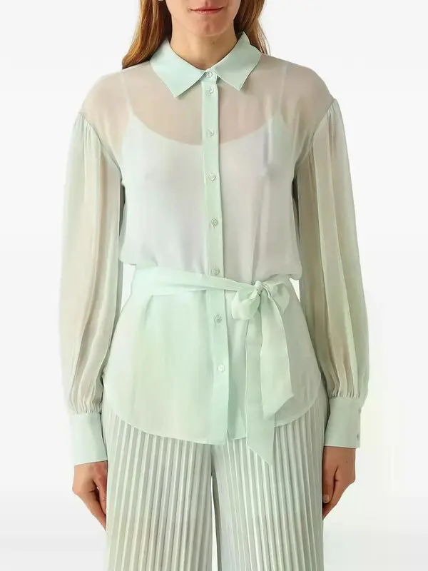 TWINSET Sheer Self-tie Blouse - Green