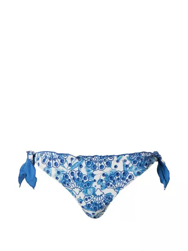 TWINSET Embroidered Bikini Bottoms - Blue