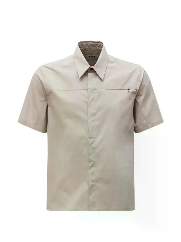 MSGM Zip-pocket Logo-print Cotton Shirt