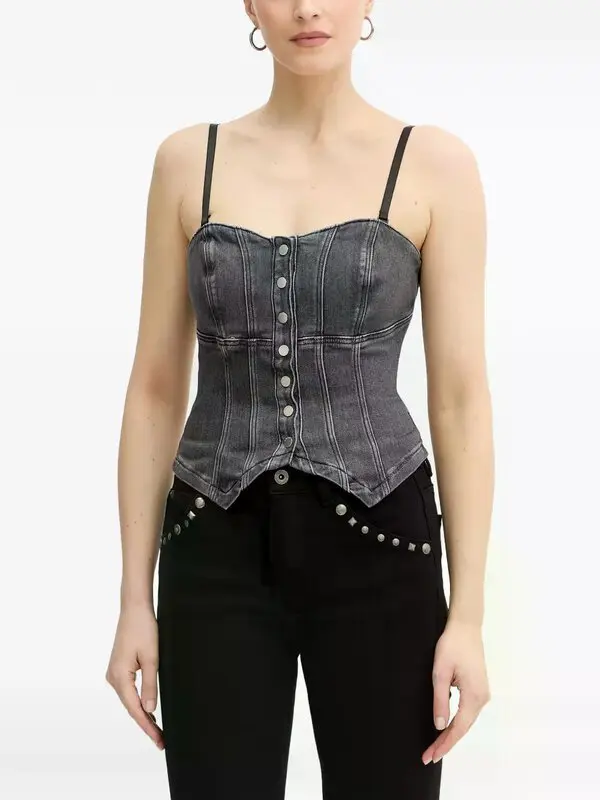 Guess Cecile Denim Corset Top - Grey