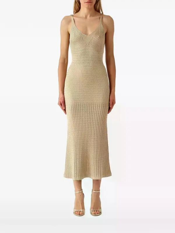 TWINSET Ribbed-knit Metallic Dress - Neutrals