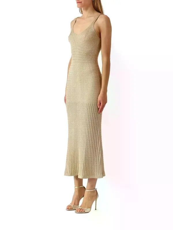 TWINSET Ribbed-knit Metallic Dress - Neutrals