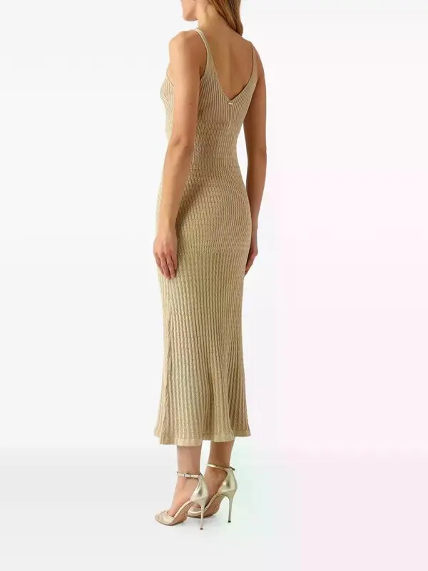 TWINSET Ribbed-knit Metallic Dress - Neutrals