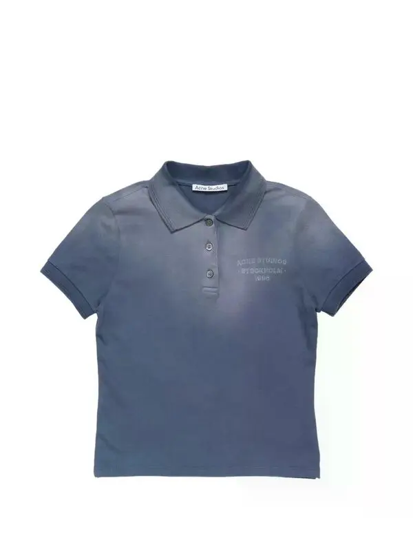 Acne Studios Faded Effect Logo Print Polo Shirt - Blue