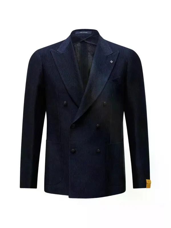 Tagliatore Double-breasted Textured Blazer - Blue
