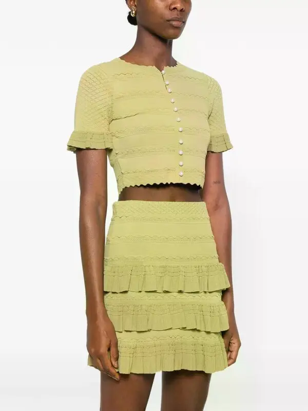 Sandro Cropped Ruffled-sleeve Top