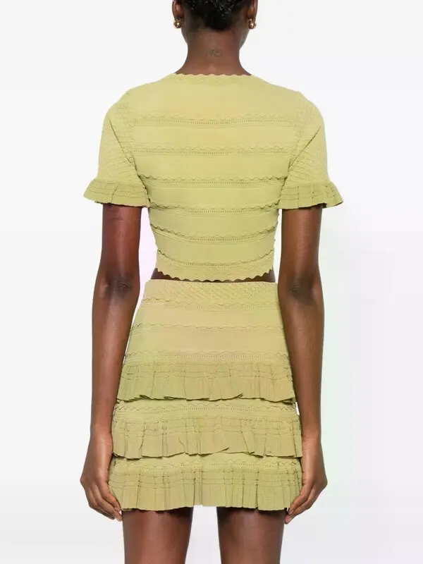 Sandro Cropped Ruffled-sleeve Top