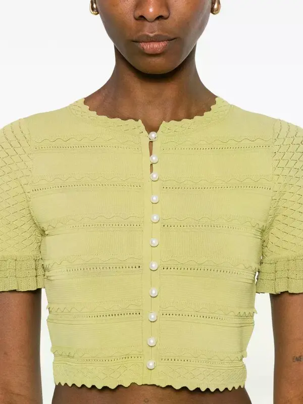 Sandro Cropped Ruffled-sleeve Top