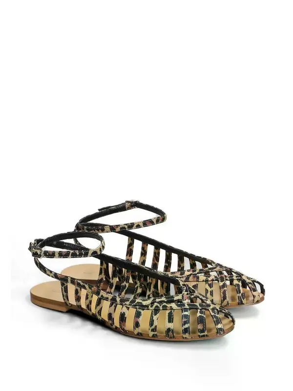 ANNA F. Animal-print Cage Sandals - Neutrals