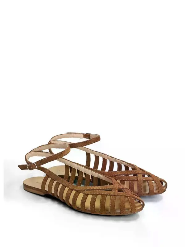 ANNA F. Cage-strap Suede Sandals - Brown