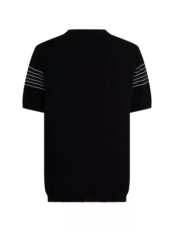 ROBERTO COLLINA Stripe-pattern Short-sleeve T-shirt - Black