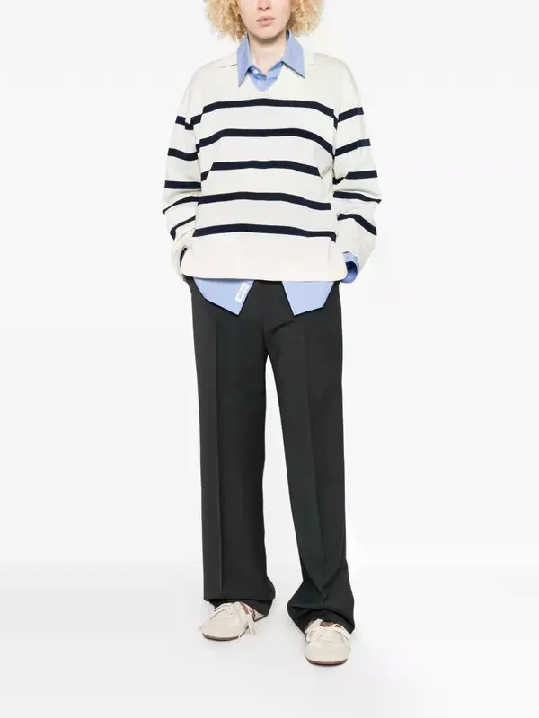 Maison Kitsuné Striped Open-collar Sweater