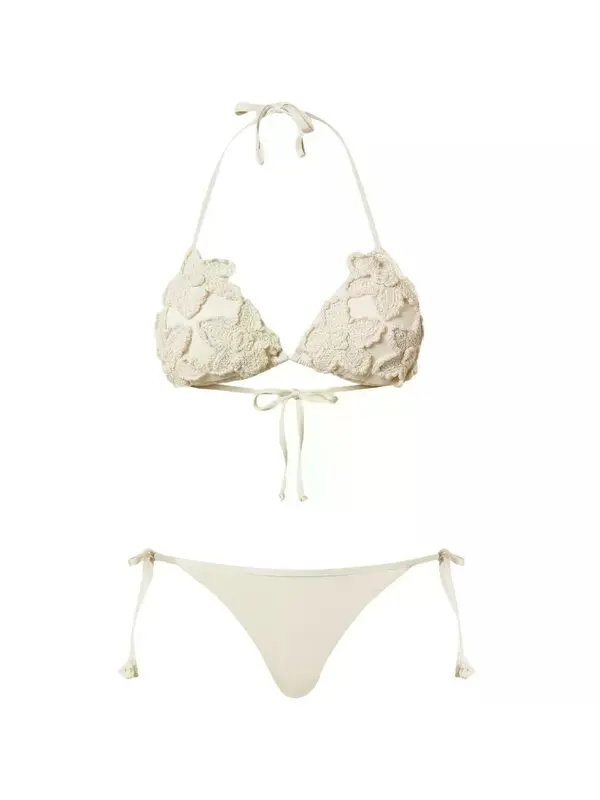 TWINSET Crochet-knit Triangle Bikini Set - White