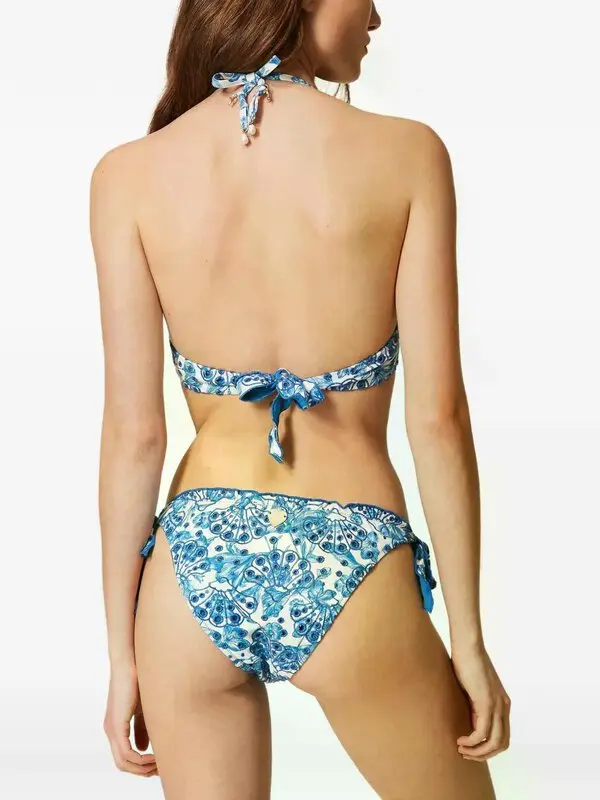 TWINSET Embroidered Bikini Thong With Toile De Jouy Print