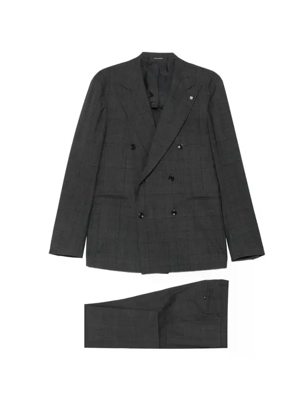 Tagliatore Check-pattern Double-breasted Suit - Grey