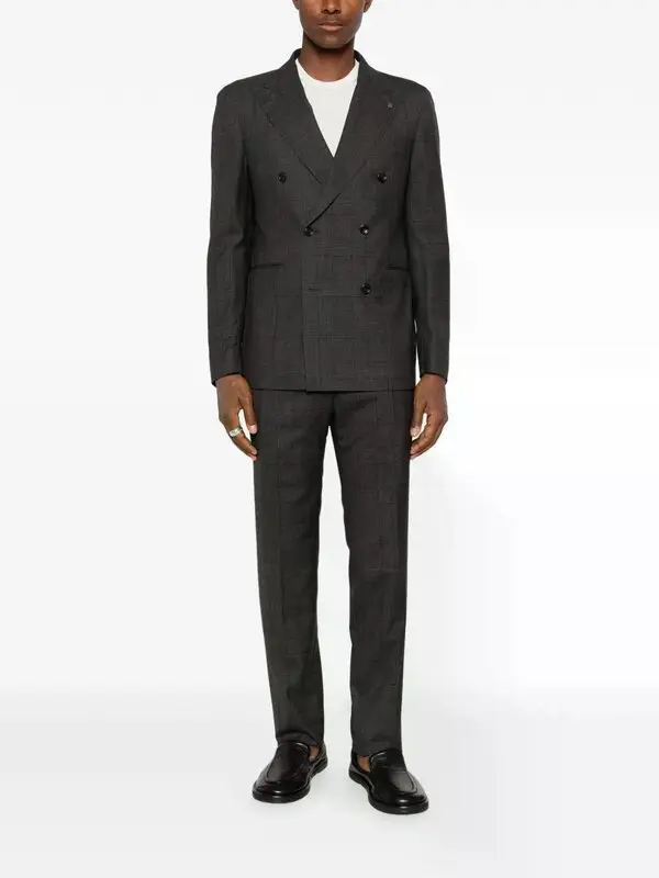 Tagliatore Check-pattern Double-breasted Suit - Grey
