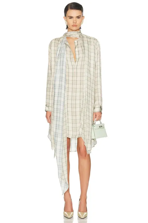 Acne Studios Drana Summer Check Dress - Green & Blue