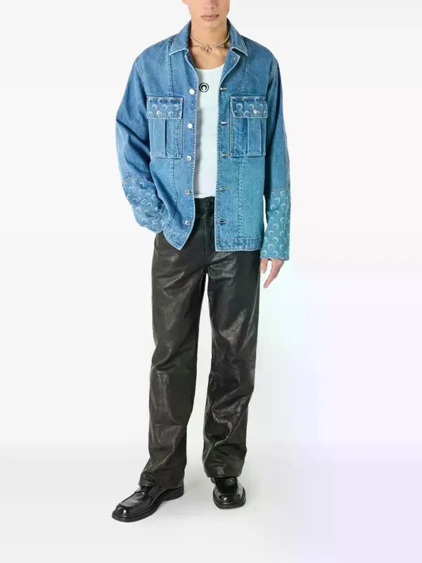 MARINE SERRE Paneled Moon-print Denim Jacket