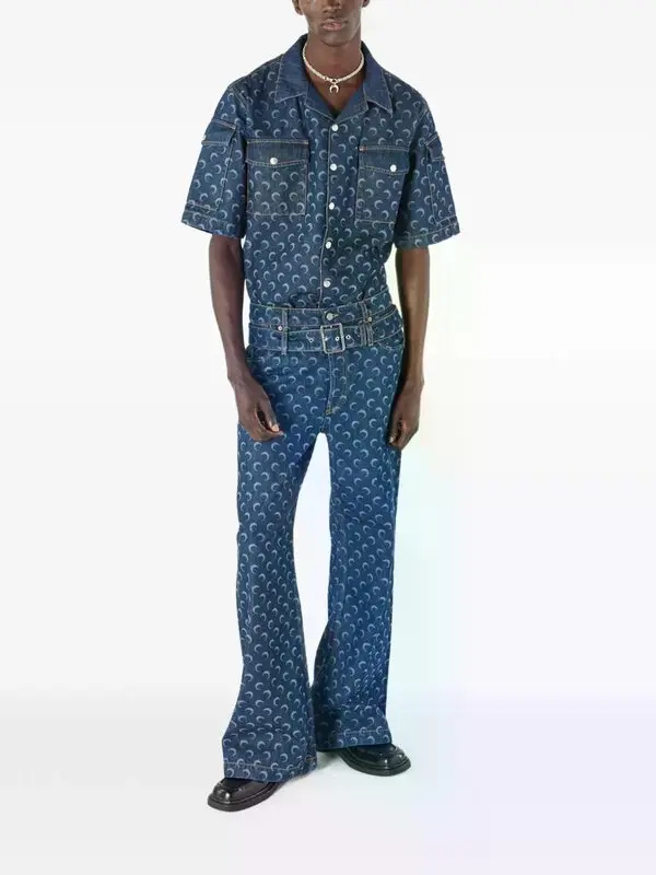 MARINE SERRE Moon-pattern Denim Shirt
