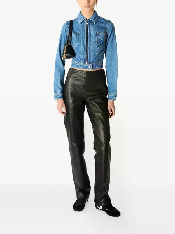 MARINE SERRE Cropped Moon Print Denim Jacket - Blue