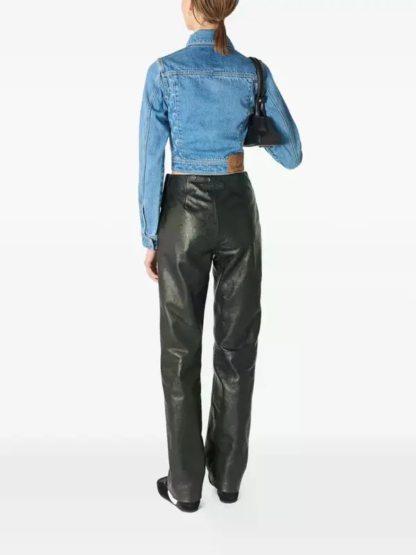 MARINE SERRE Cropped Moon Print Denim Jacket - Blue