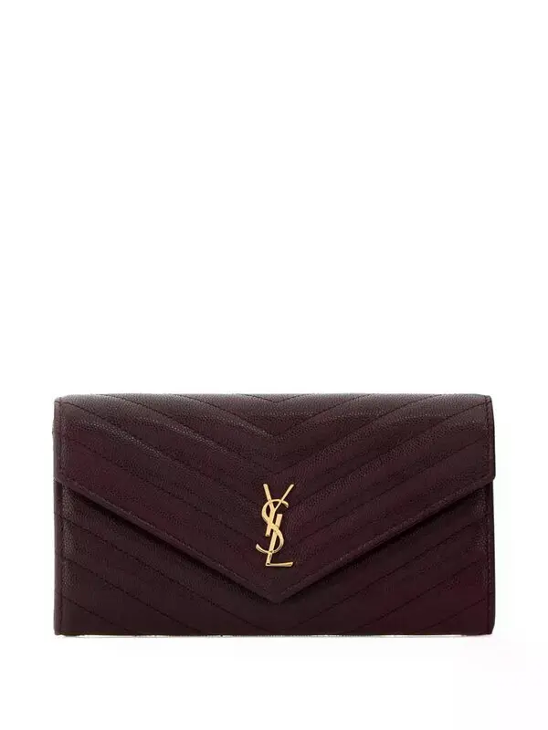 Saint Laurent Cassandre Chevron-quilted Wallet - Red