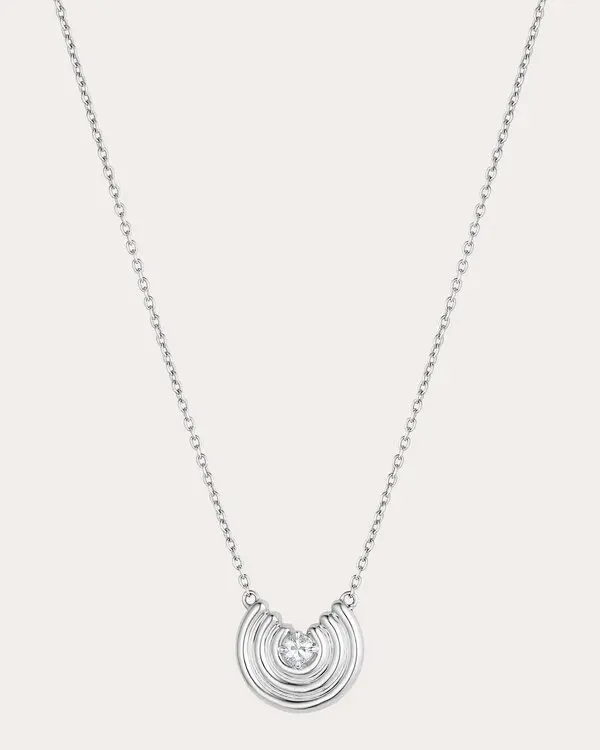 PARKFORD White Sapphire Petite Revival Pendant Necklace - Silver