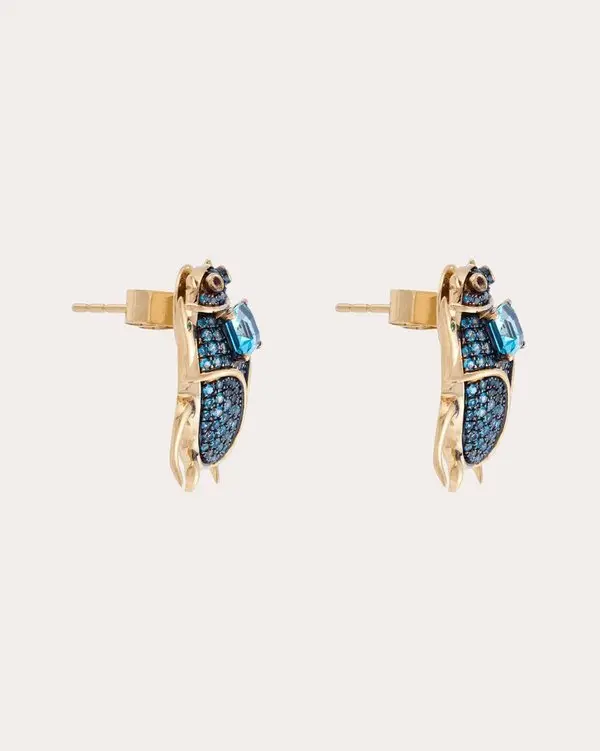 NELLY ROJAS London Topaz Delirio Beetle Stud Earrings