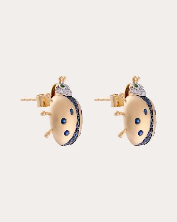 NELLY ROJAS Sapphire Ladybug Stud Earrings