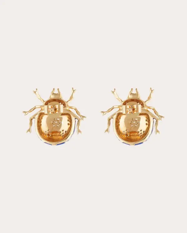 NELLY ROJAS Sapphire & Diamond Fauna Ladybug Stud Earrings