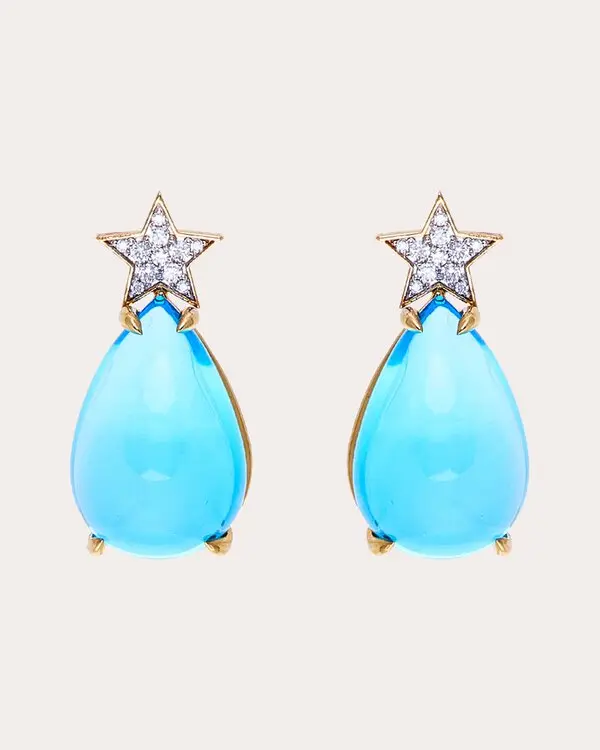 NELLY ROJAS Diamond And Topaz Stud Earrings - Blue