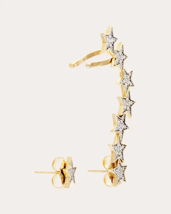 NELLY ROJAS Diamond And 18k Mimosa Party Ear Cuff Set