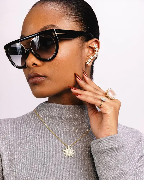 NELLY ROJAS Diamond And 18k Mimosa Party Ear Cuff Set