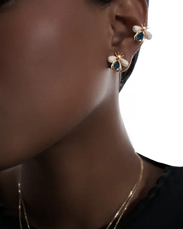 NELLY ROJAS Topaz And Diamond Abeja Real Stud Earrings