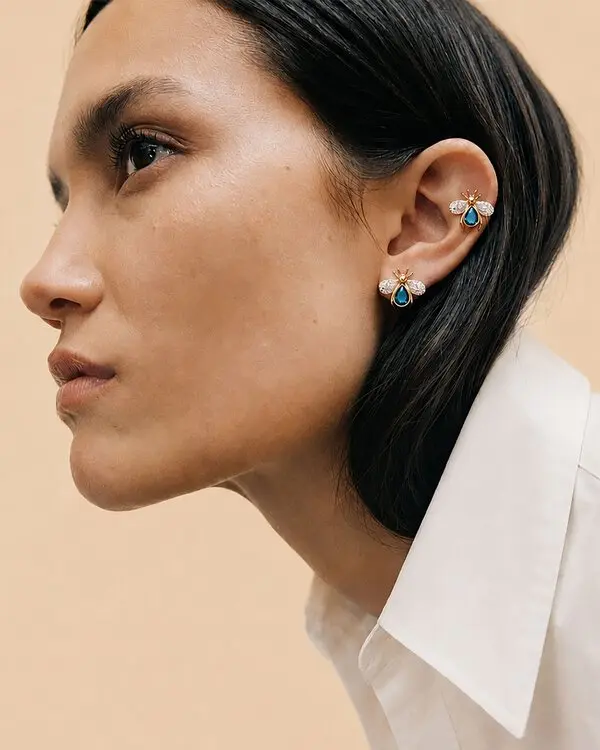 NELLY ROJAS Topaz And Diamond Abeja Real Stud Earrings