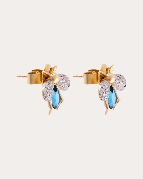 NELLY ROJAS Topaz And Diamond Abeja Real Stud Earrings
