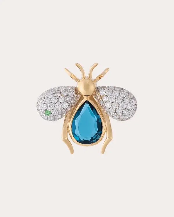NELLY ROJAS Diamond And Topaz 18k Gold Abeja Real Ear Cuff - Blue