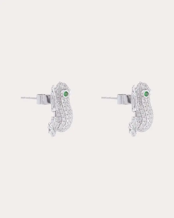 NELLY ROJAS Diamond And Emerald Frog Stud Earrings