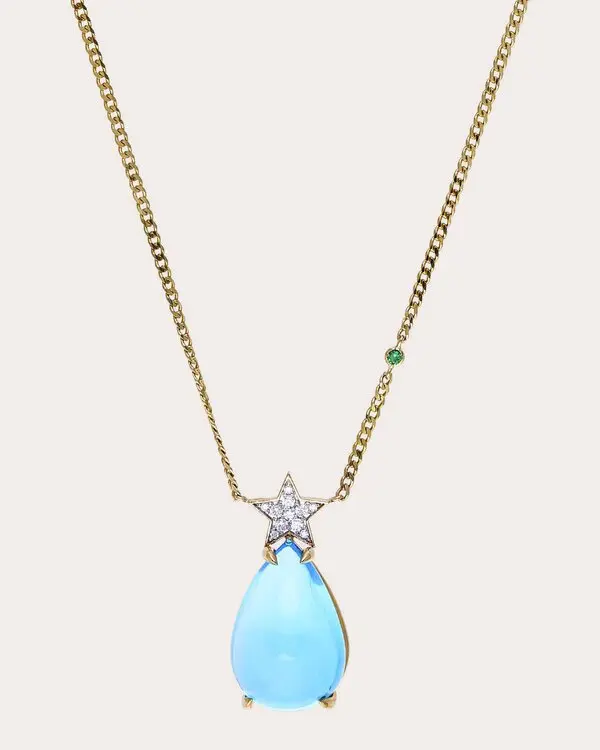 NELLY ROJAS Topaz And Diamond Hada Star Pendant Necklace - Blue