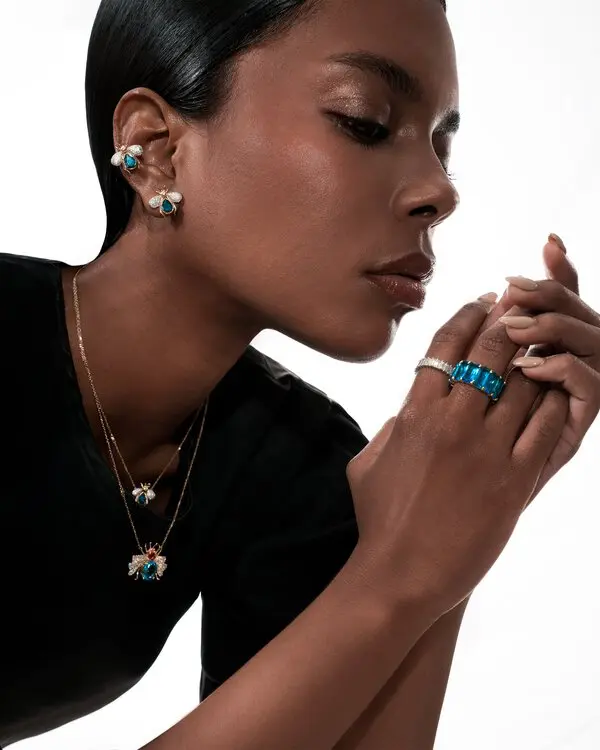 NELLY ROJAS Diamond And Topaz Bee Pendant Necklace