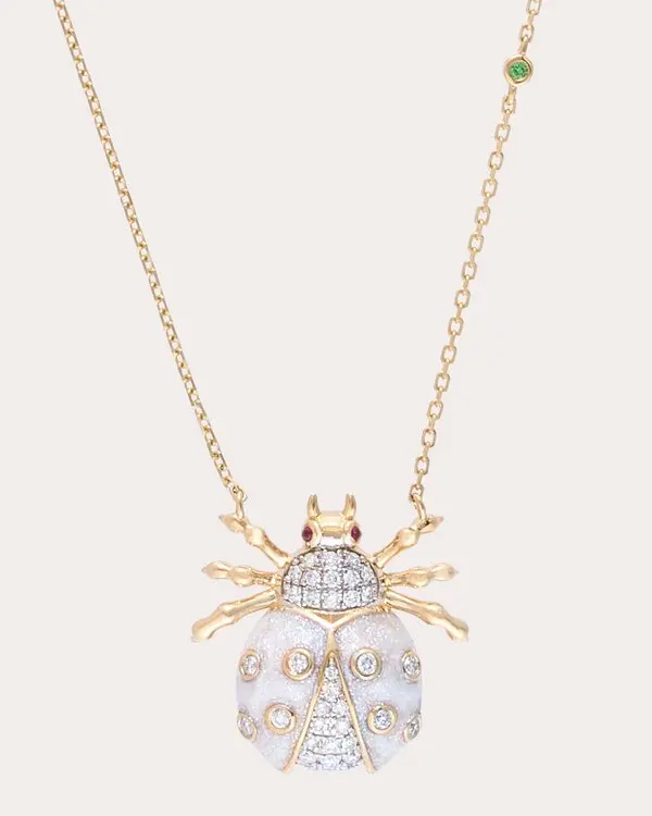 NELLY ROJAS Diamond And 18k Gold Ladybug Pendant Necklace - Pearl