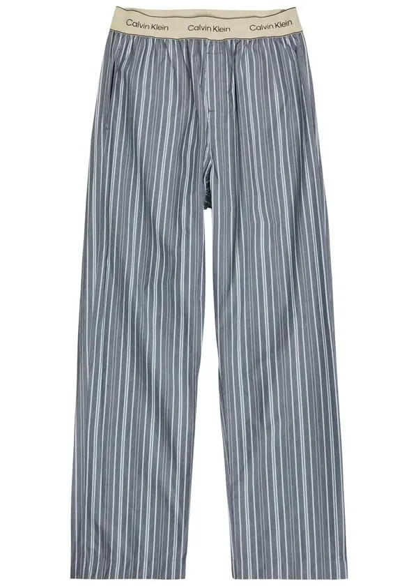 Calvin Klein Striped Cotton-poplin Pyjama Trousers - Navy