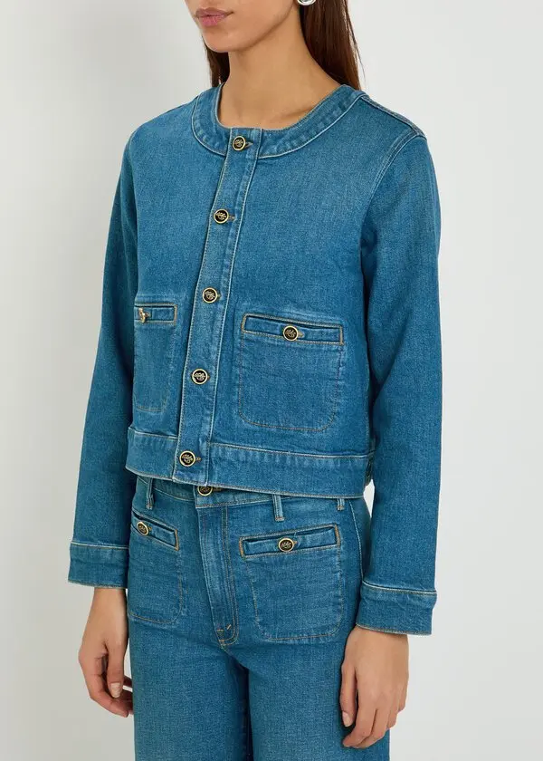 MOTHER The Stashed Picky Stretch-denim Jacket - Blue