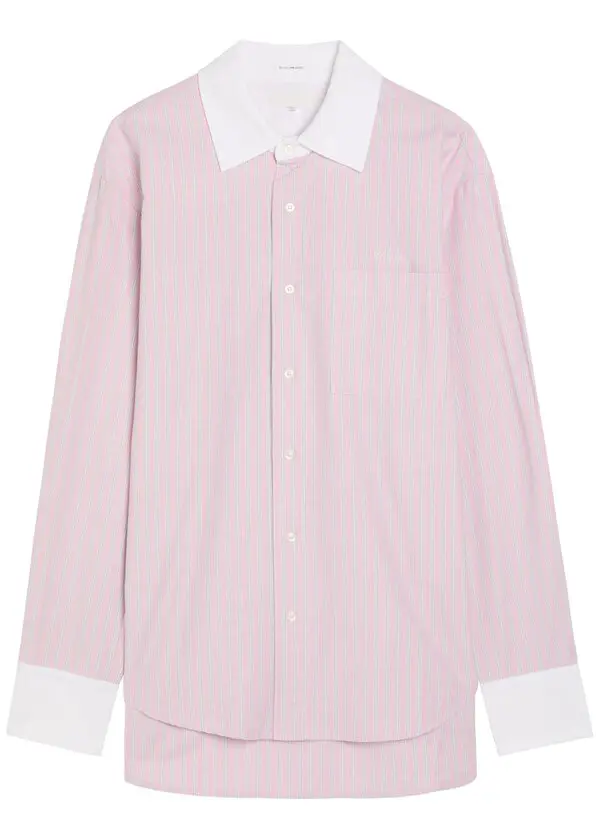 MOTHER Striped Cotton Shirt - Pink